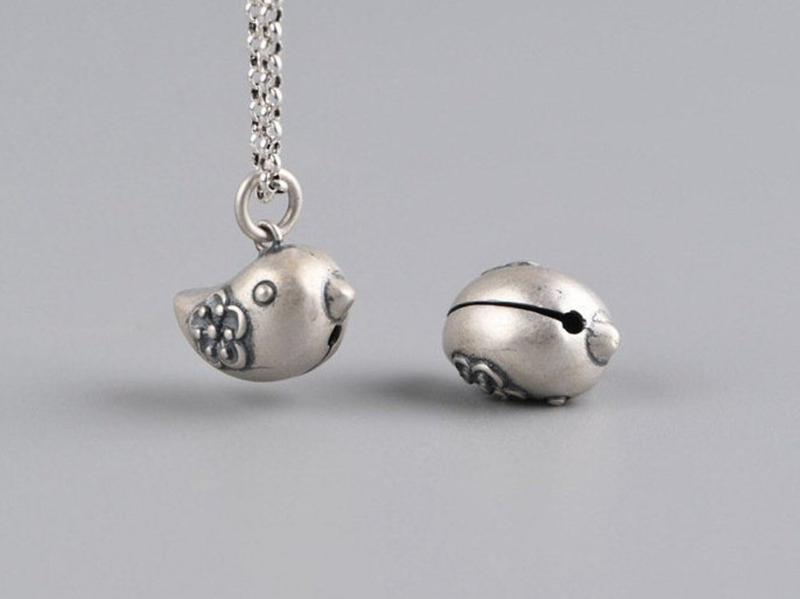 Sterling Silver Bird Bell Pendantsilver Bird Bell - Etsy
