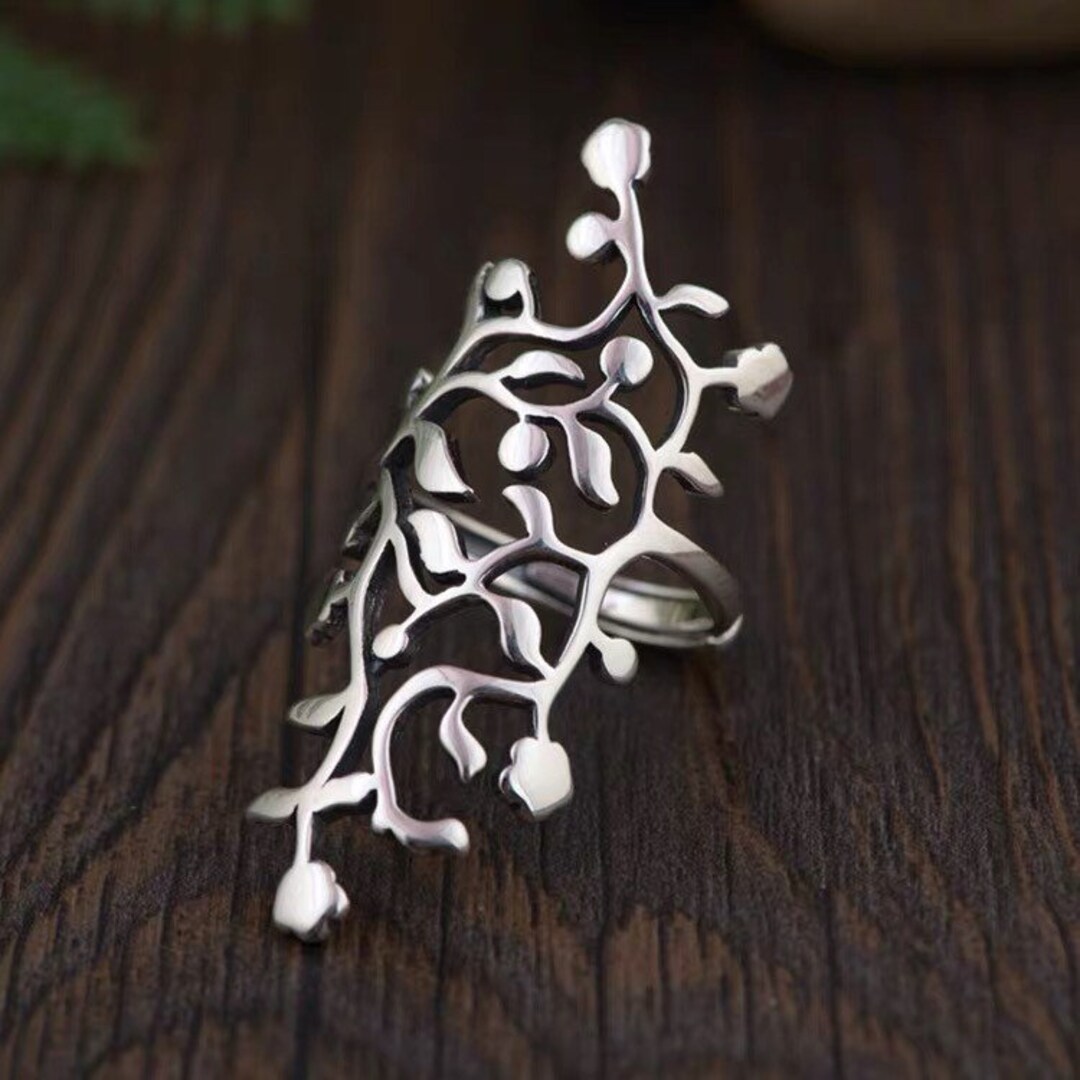 Sterling Silver Leaf Ringsilver Ring Womenhollow Ringwide - Etsy