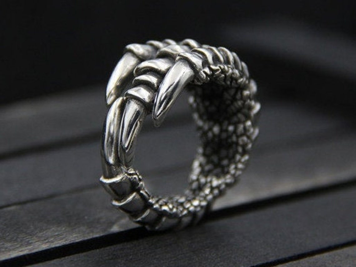 Sterling Silver Dragon Claw Ringsilver Ring Menadjustable - Etsy