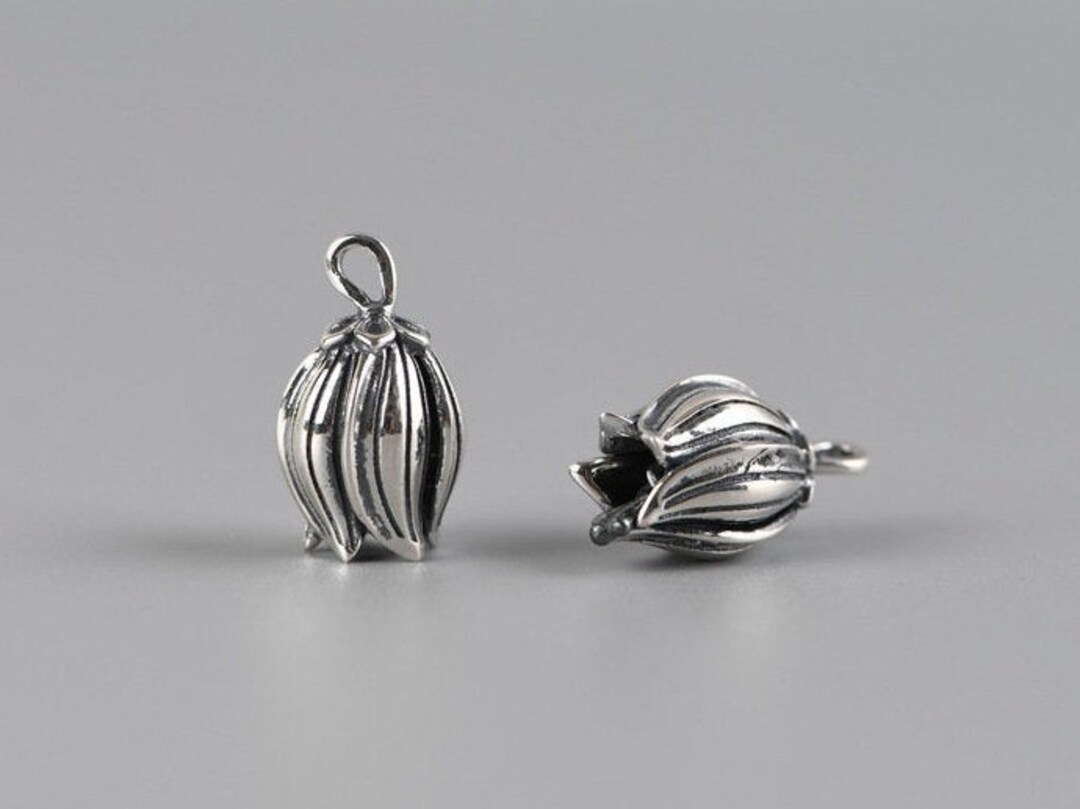 925 Sterling Silver Lotus Flower Bell Pendant,tiny Bell Silver Bell ...
