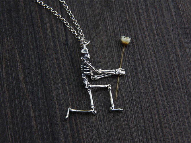 Sterling Silver Skeleton Pendantskull Pendantvintage | Etsy