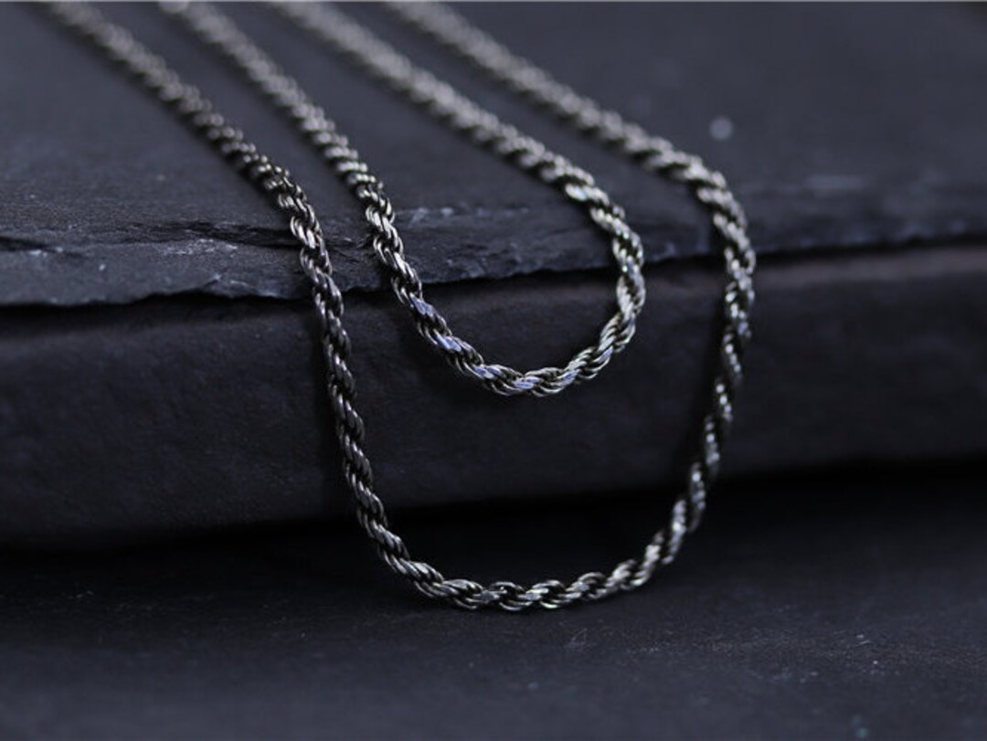 2MM Sterling Silver Twist Rope Chainvintage Chain Necklace - Etsy