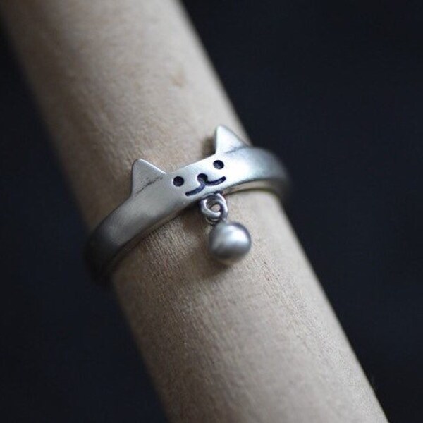 Sterling Silver Cat Ring - Etsy