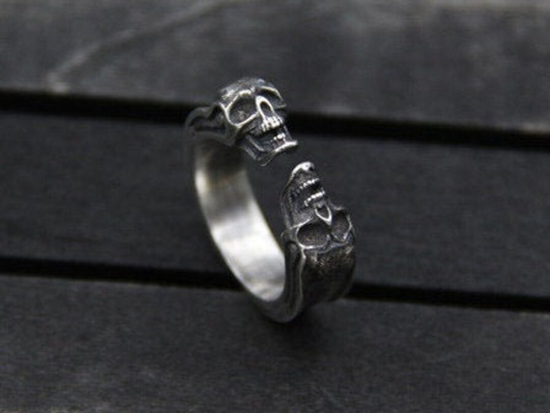 Sterling Silver Skull Ring,silver Ring Men,pinky Ring,adjustable Ring ...