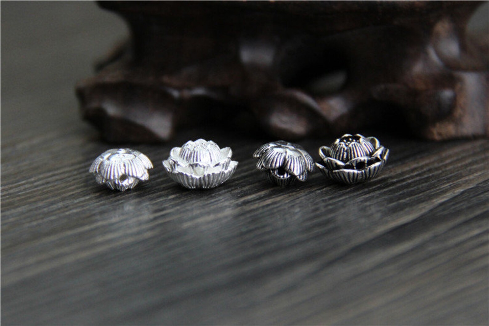 Sterling Silver Lotus Flower Spacer Beadssilver Lotus Flat - Etsy
