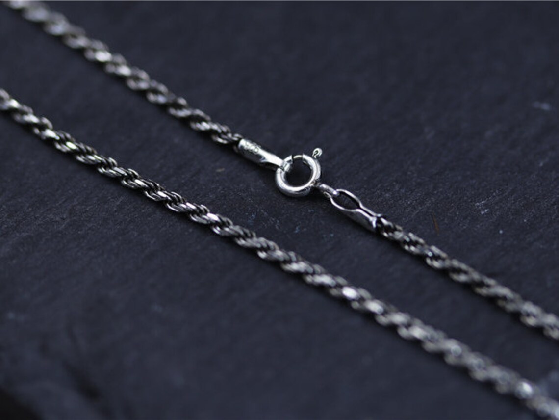 2MM Sterling Silver Twist Rope Chainvintage Chain Necklace | Etsy