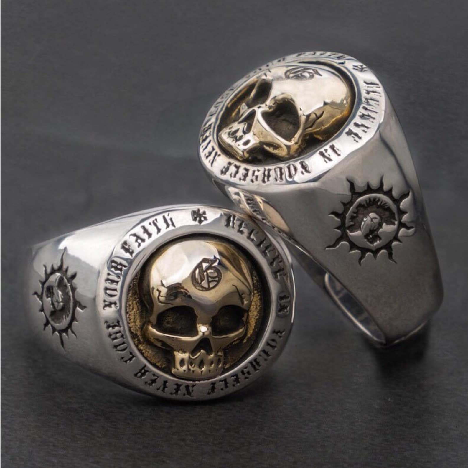 Sterling Silver Skull Ringsilver Ring Menvintage - Etsy