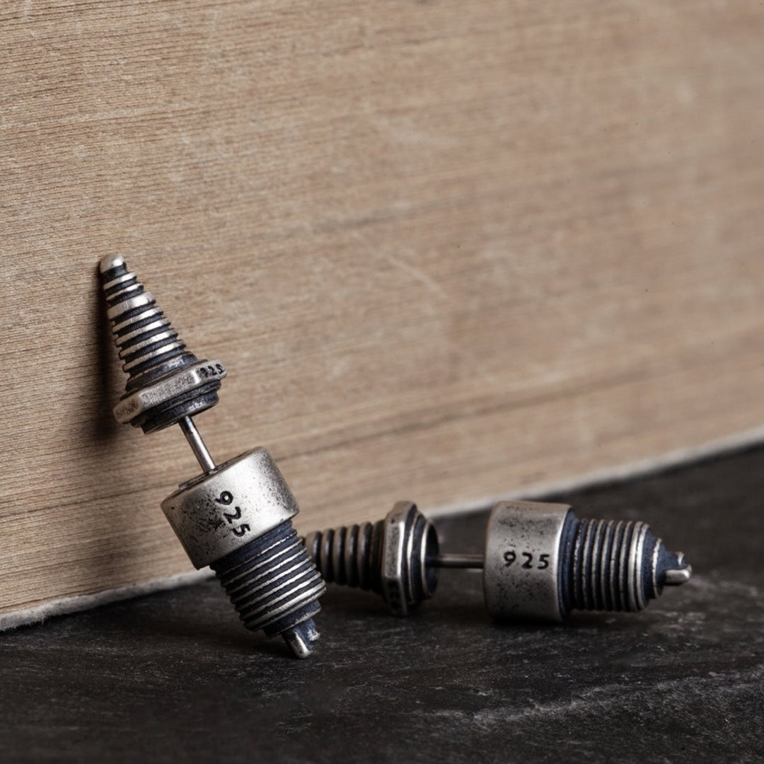 Sterling Silver Spark Plug Stud Earrings silver Stud Earrings - Etsy