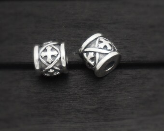 2 Sterling Silver Cross Beads Shiny Cross Religous Beads - Etsy