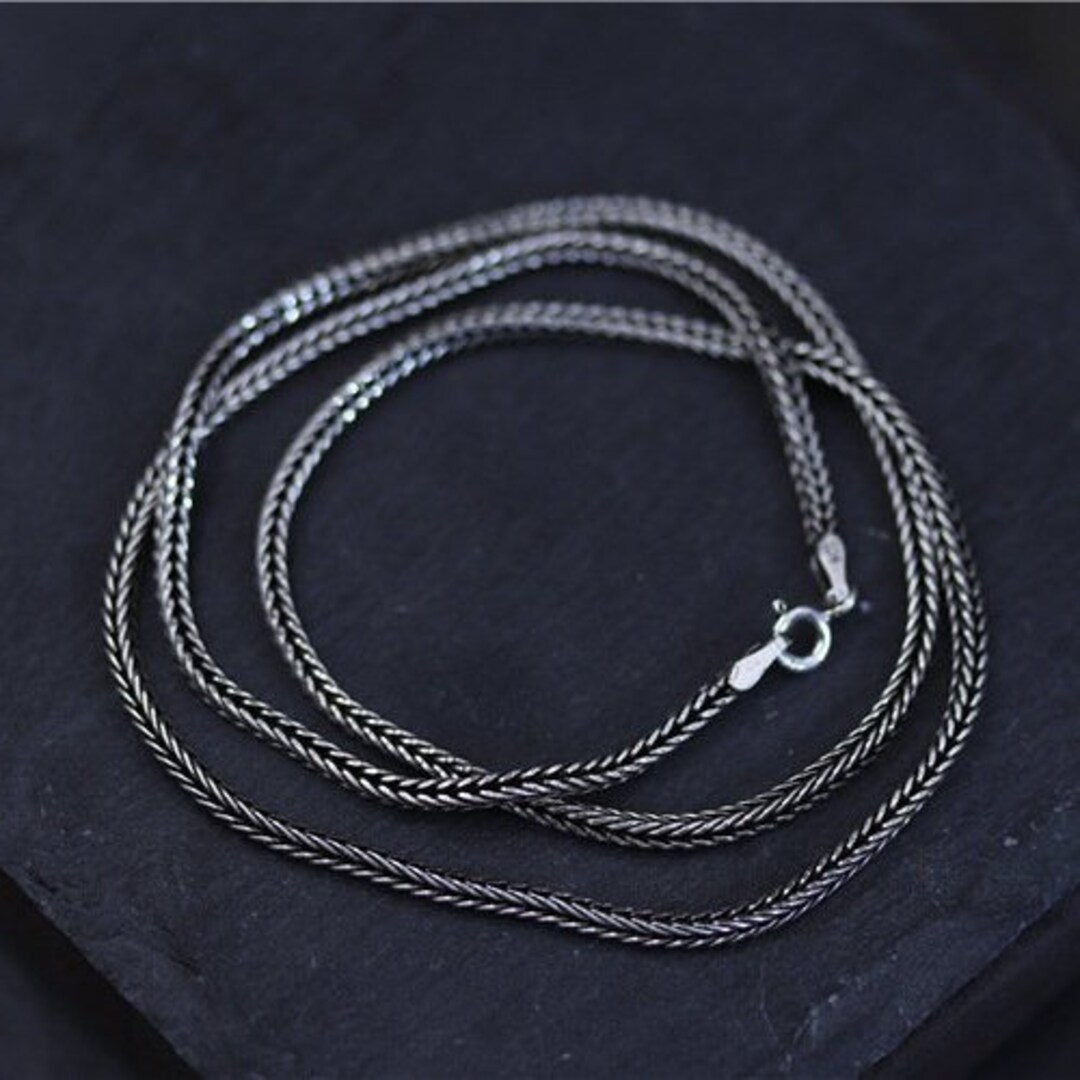 1.5/2mm-sterling Silver Foxtail Chain Sterling Silver Woven - Etsy