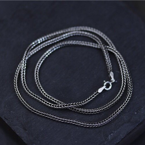 1.5/2mm-sterling Silver Foxtail Chain Sterling Silver Woven - Etsy