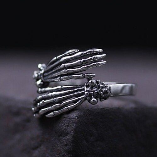 Sterling Silver Skeleton Hand Ring - Etsy
