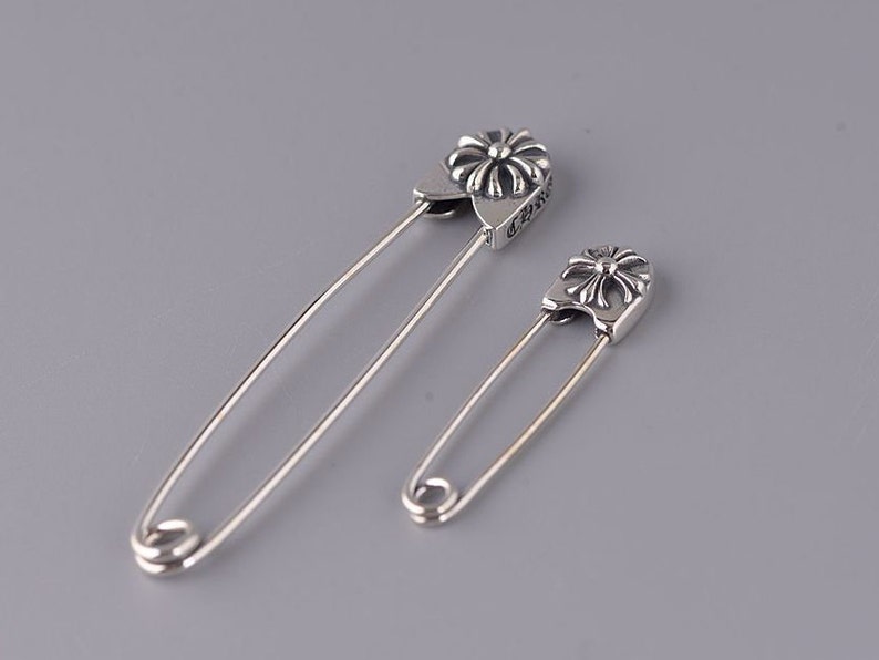 Sterling Silver Cross Safety Pin Charms Pendantsafety Pin | Etsy