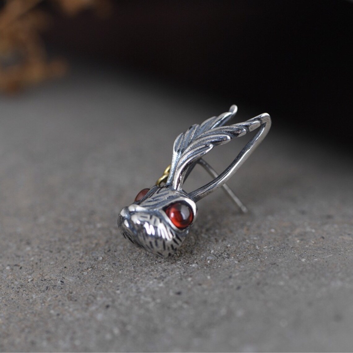 Sterling Silver Rabbit Pendant Asymmetric Rabbit Earrings | Etsy