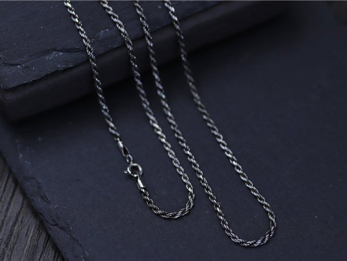 2MM Sterling Silver Twist Rope Chainvintage Chain Necklace | Etsy