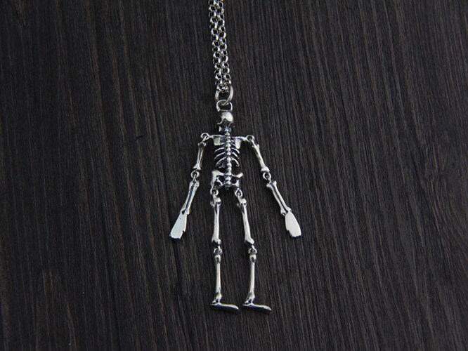 Sterling Silver Skeleton Pendantskull Pendantvintage | Etsy