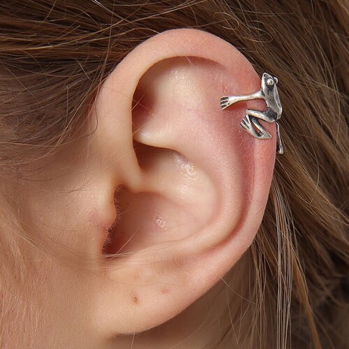 Sterling Silver Frog Ear Cuff Frog Clip Wrap Earrings Animal - Etsy