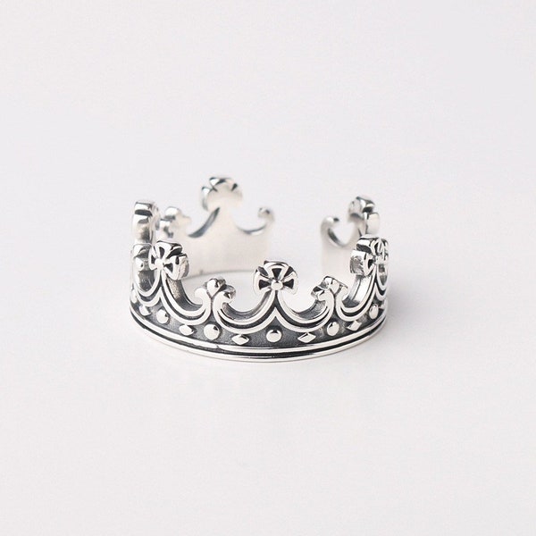 Silver Crown Ring - Etsy