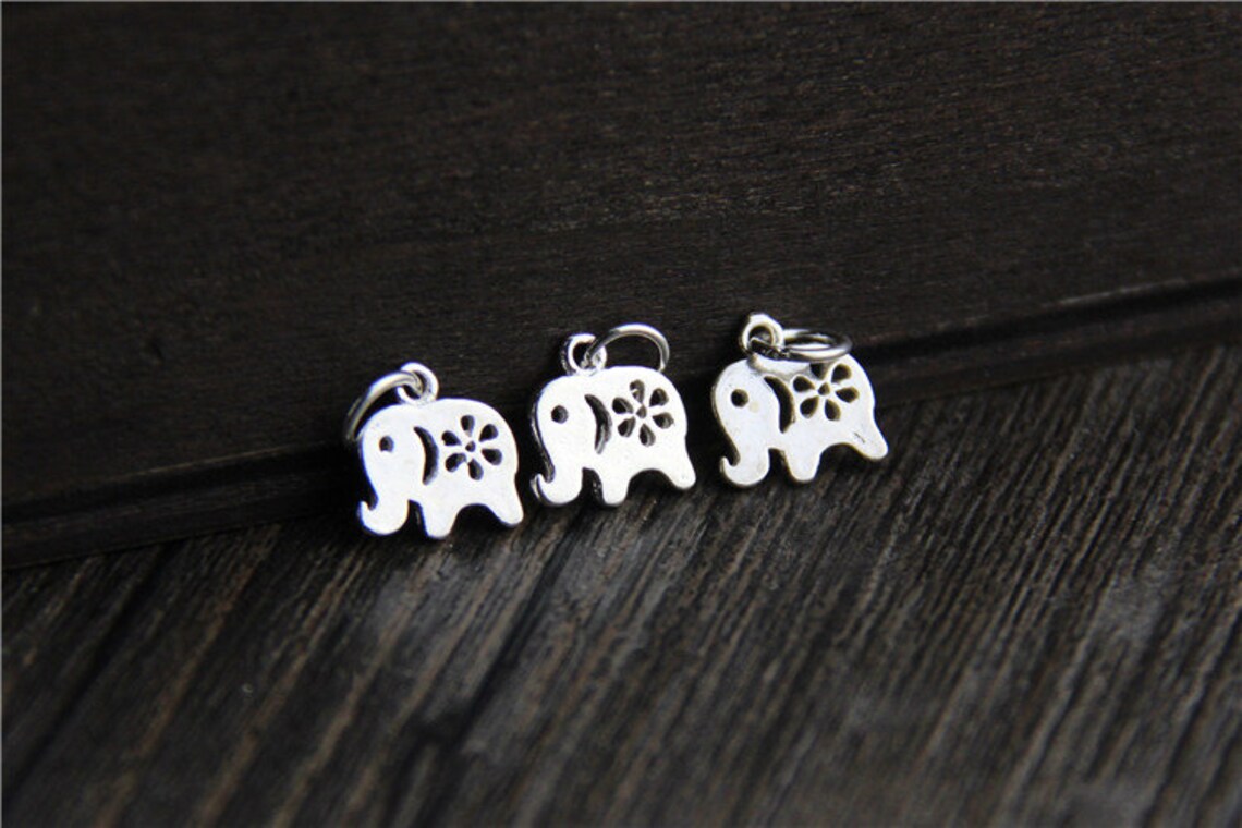 Sterling Silver Elephant Charm Pendantsilver Elephantsilver - Etsy