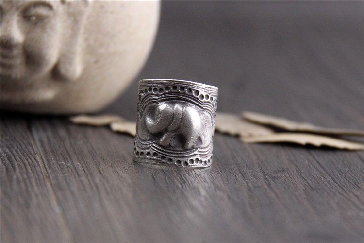 Sterling Silver Elephant Ringsilver Ring Womenadjustable - Etsy