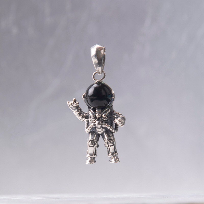 Sterling Silver Spaceman Astronaut Charm Pendantvintage - Etsy