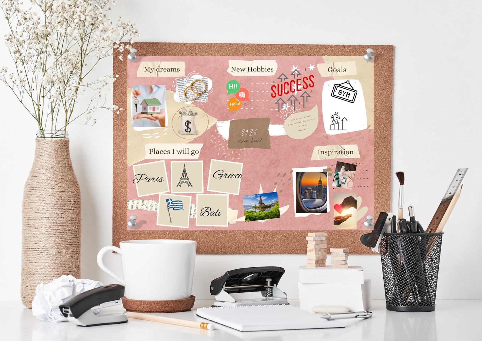 2025 Vision Board Template, Printable Vision Board, Habakkuk 2 Bible ...