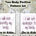 Body Positive Cross Stitch Pattern, Two Pack, I Will Not Apologize for ...