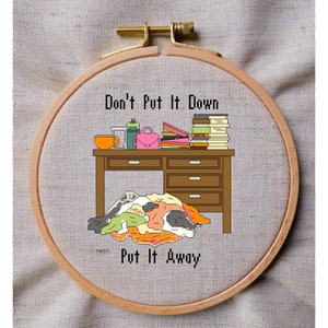 ADHD Cross Stitch Pattern, Don't Put It Down, Put It Away ...