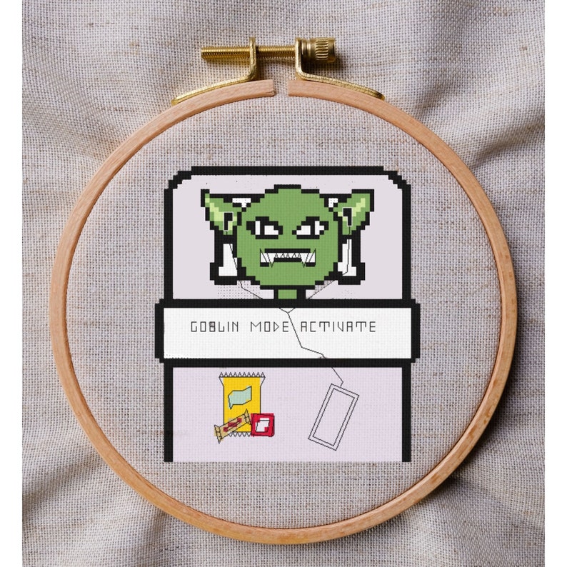 Goblin Mode Activate, Cross Stitch Pattern, Funny Cross Stitch, Meme ...