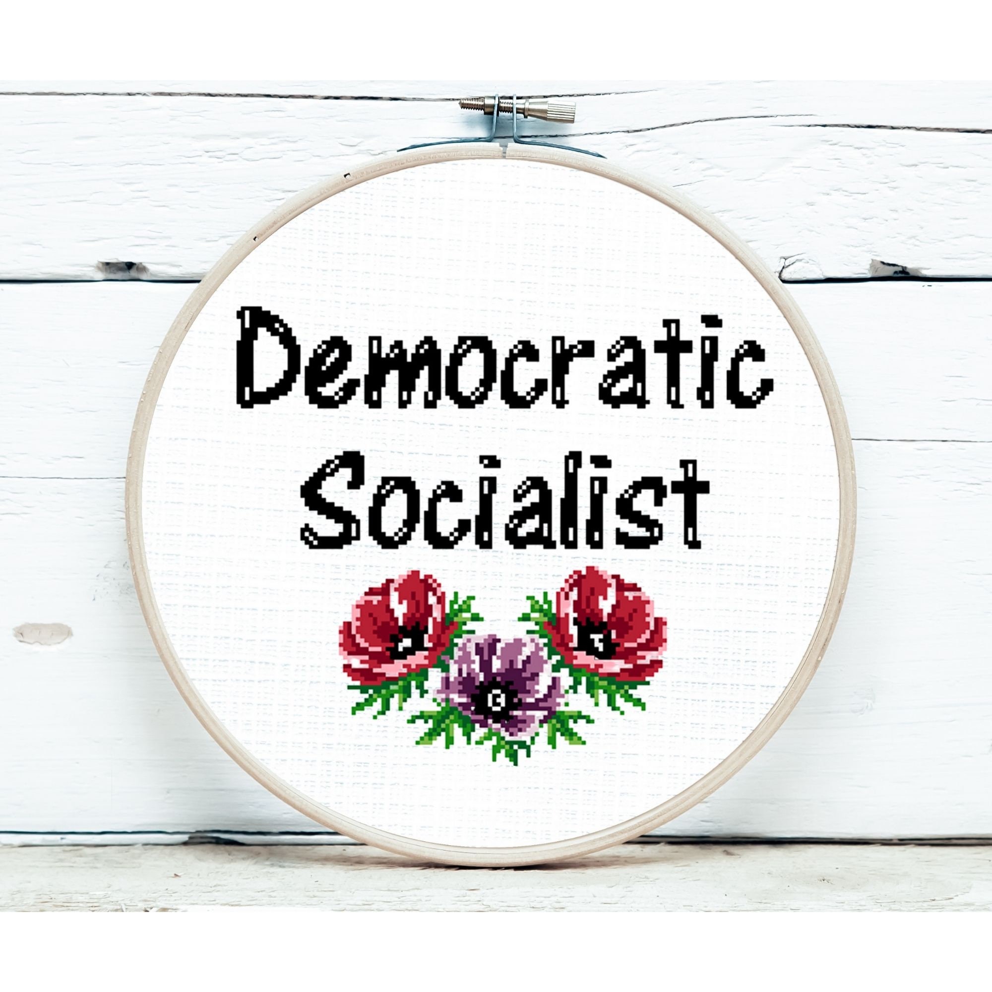 Democratic Socialist Cross Stitch PATTERN AOC Bernie - Etsy