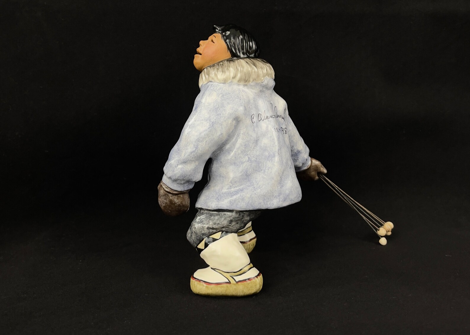 Signed C Alan Johnson Vintage Figurine the Bird Hunter With Blue Kuspuk ...