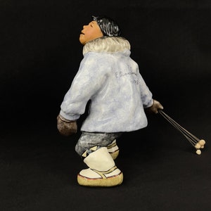 Signed C Alan Johnson Vintage Figurine the Bird Hunter With Blue Kuspuk ...