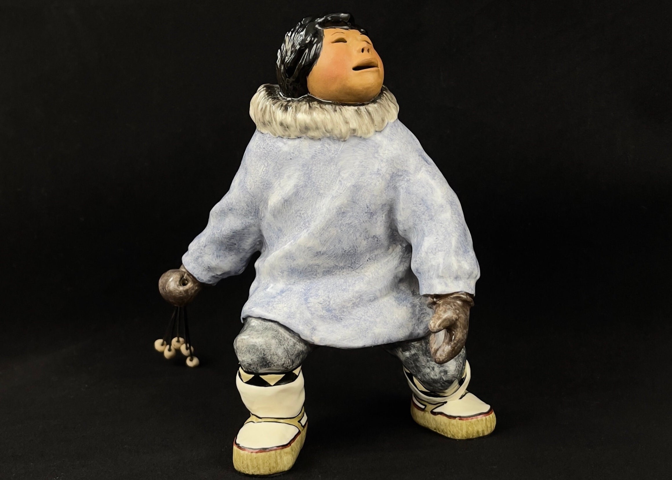 Signed C Alan Johnson Vintage Figurine the Bird Hunter With Blue Kuspuk ...