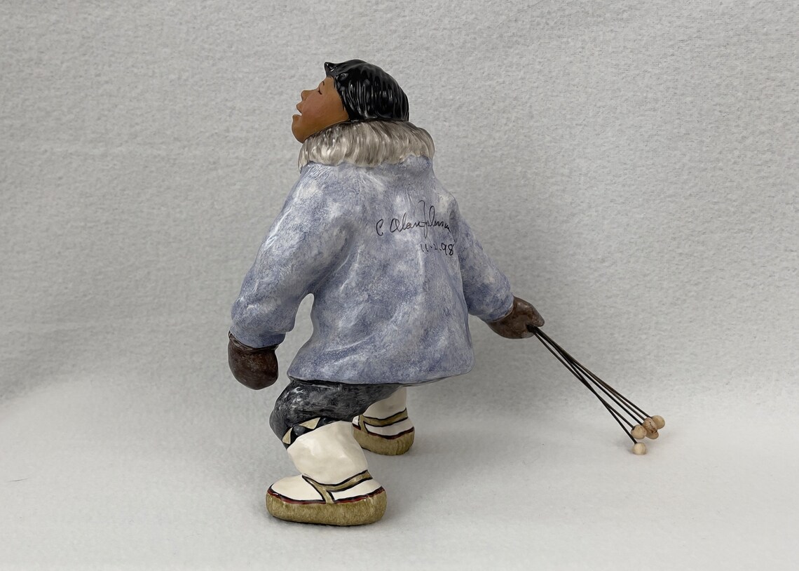 Signed C Alan Johnson Vintage Figurine the Bird Hunter With Blue Kuspuk ...