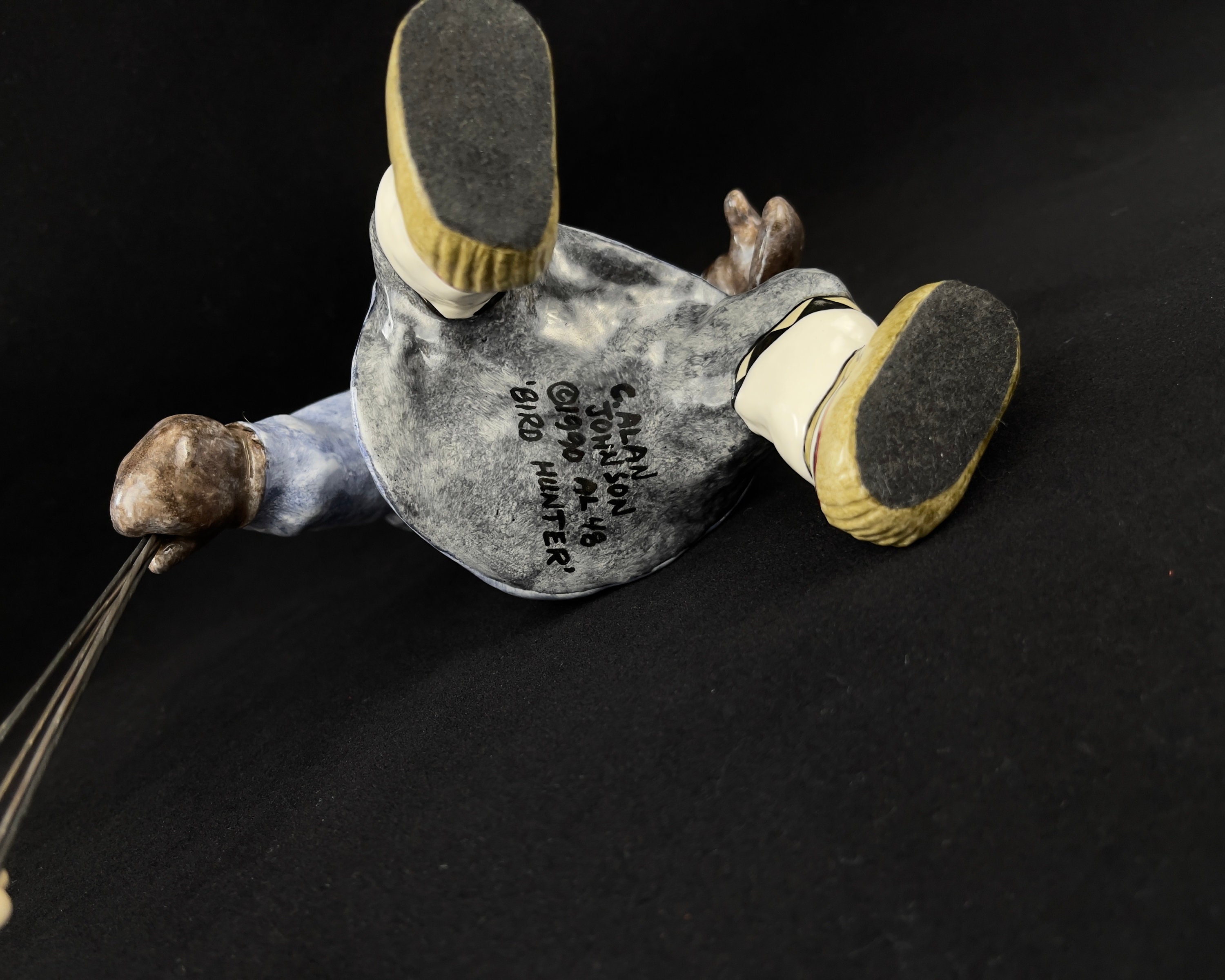 Signed C Alan Johnson Vintage Figurine the Bird Hunter With Blue Kuspuk ...