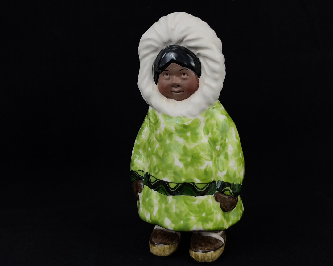 C Alan Johnson Vintage Figurine Kaipuk in Bright Green Flower Parka - Etsy