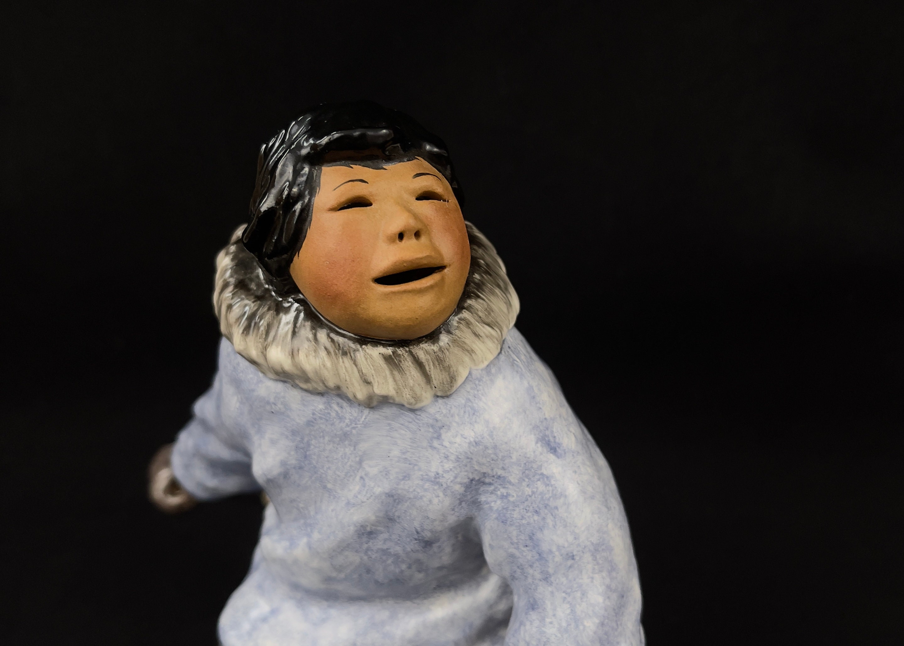 Signed C Alan Johnson Vintage Figurine the Bird Hunter With Blue Kuspuk ...