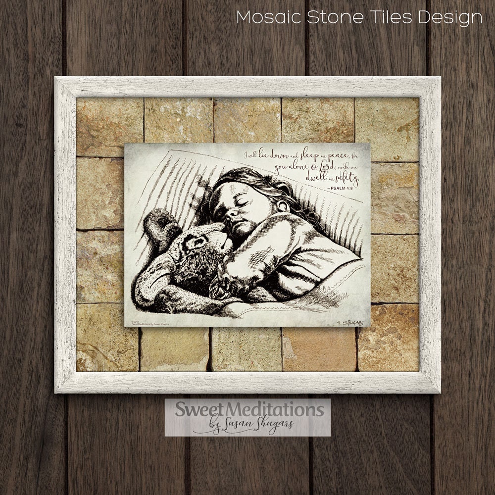 Pen & Ink Drawing sleep in Peace Little Girl Illustration - Etsy