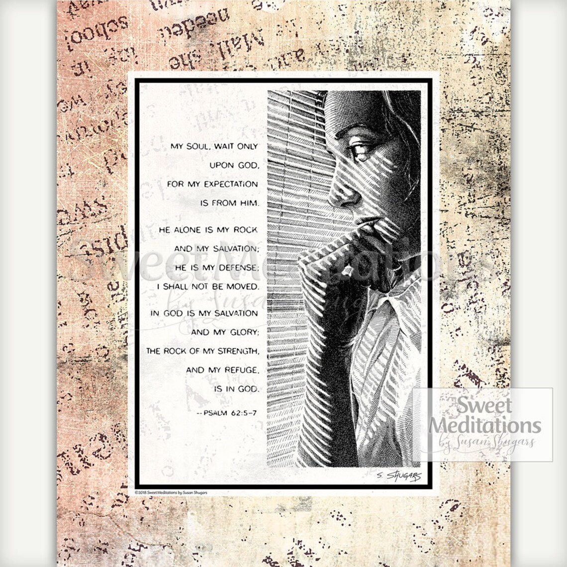 Pen & Ink Drawing expectation Woman Illustration Bible - Etsy