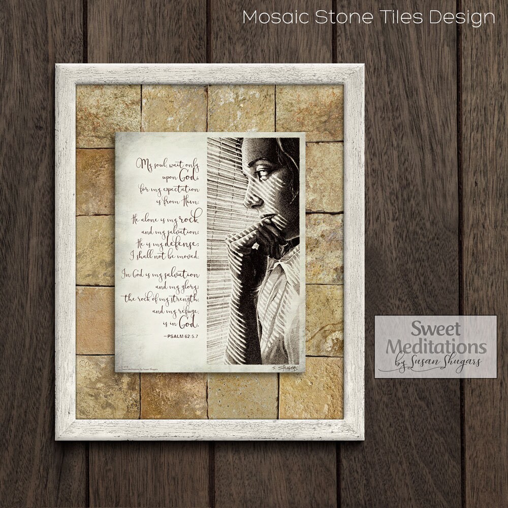 Pen & Ink Drawing, “expectation,” Woman Illustration, Bible Verse Psalm ...