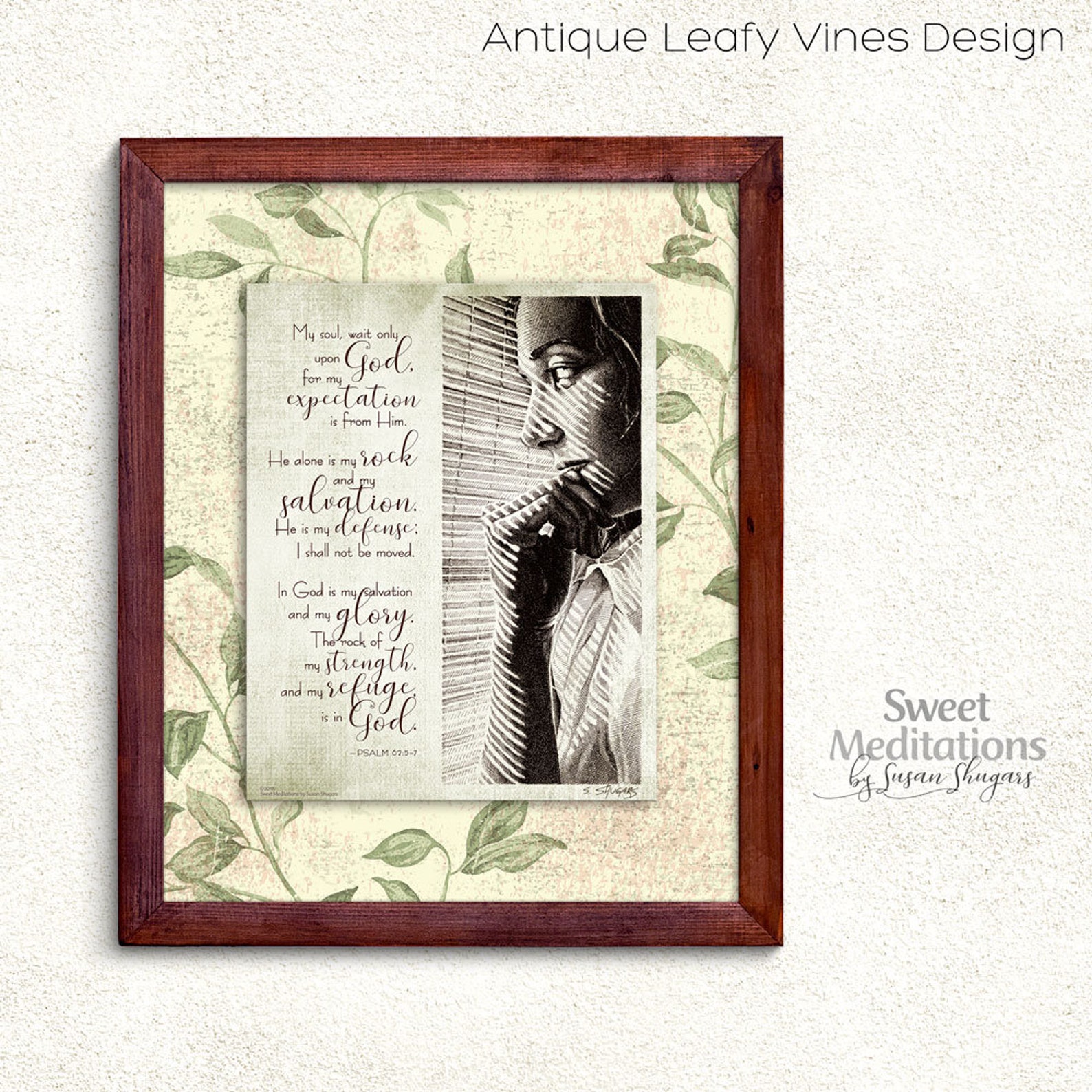 Pen & Ink Drawing, expectation, Woman Illustration, Bible Verse Psalm ...