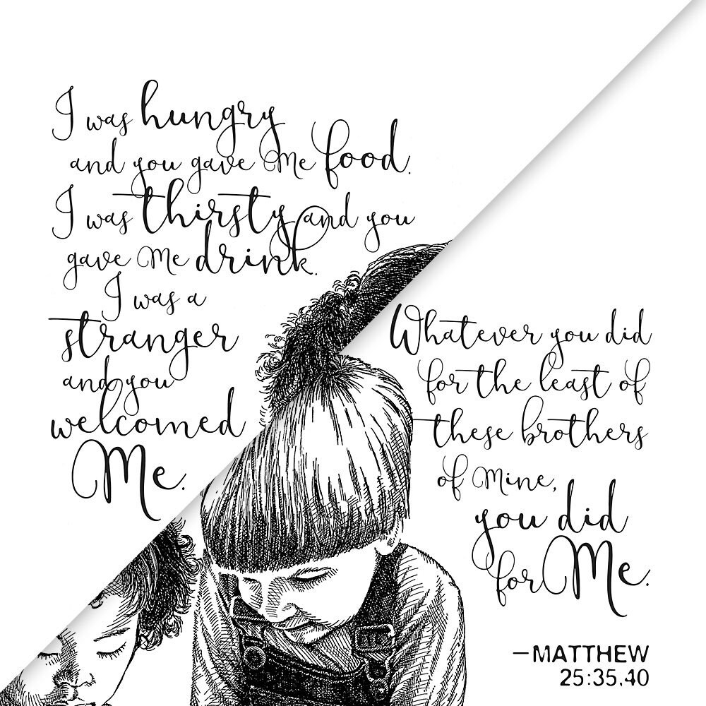 Pen & Ink Drawing, “A Little Help,” Children Illustration, Bible Verse ...