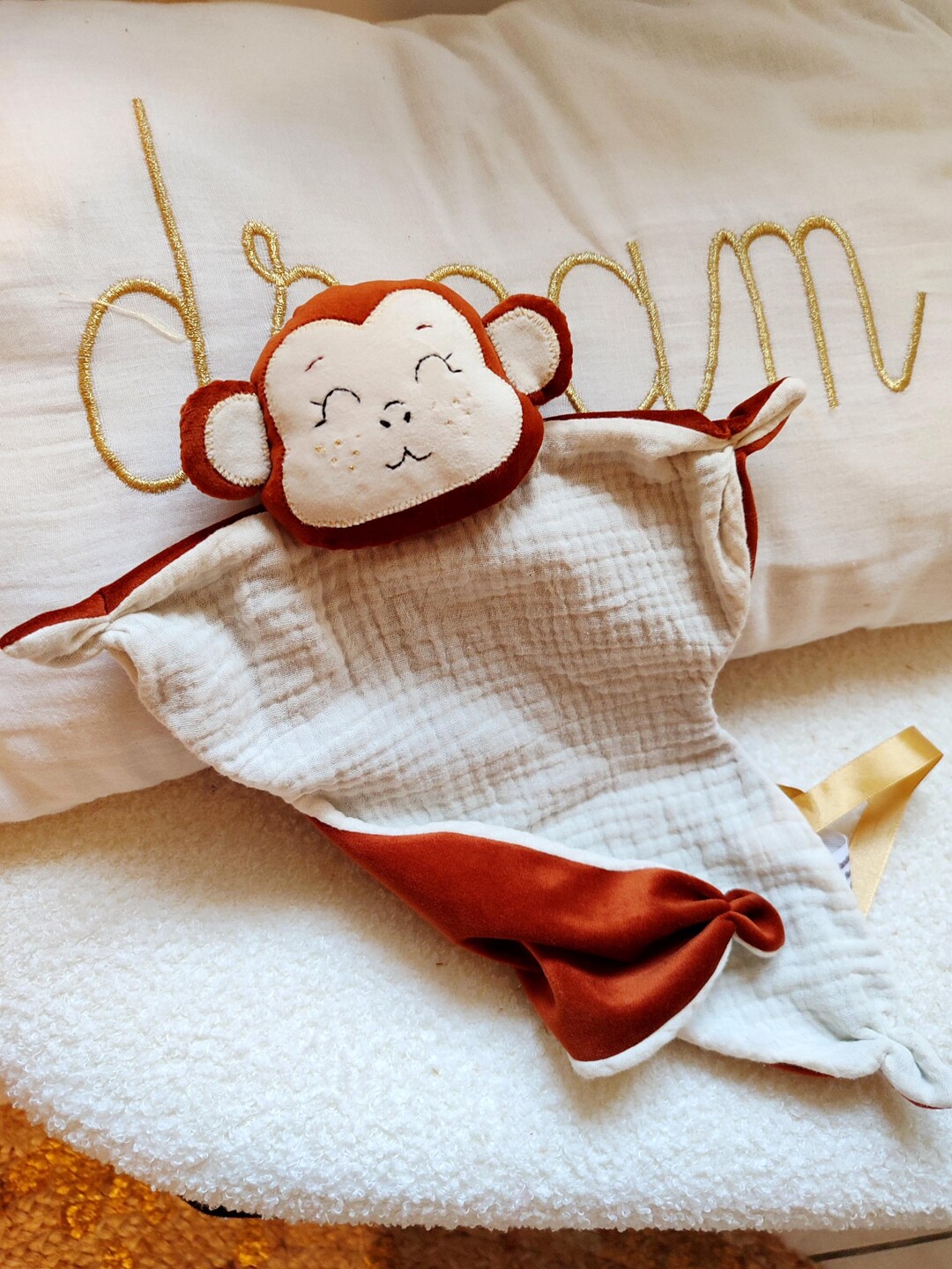 Hand Embroidered Monkey Comforter - Customizable - Handmade Comforter ...