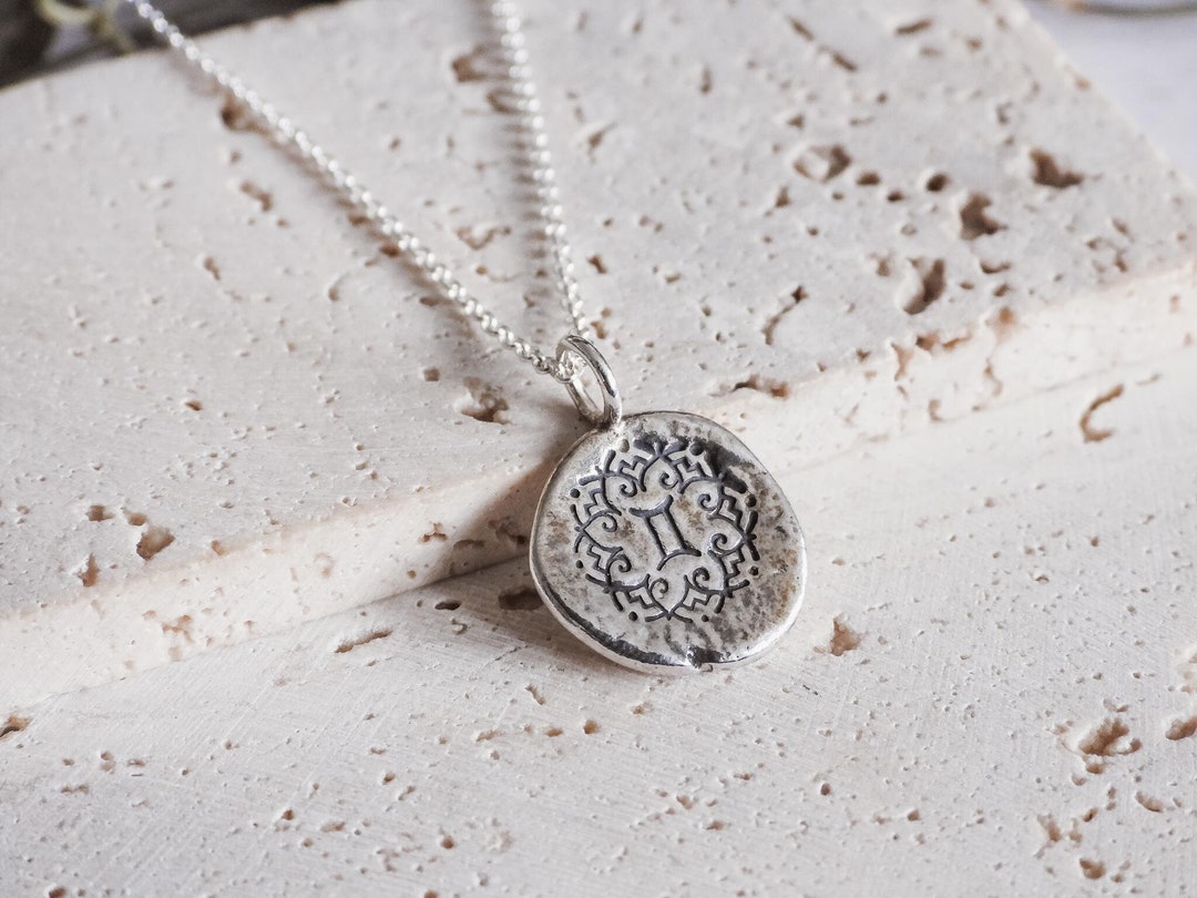 Rustic Gemini Zodiac Necklace, Bohemian Style Silver Engraved Star Sign ...