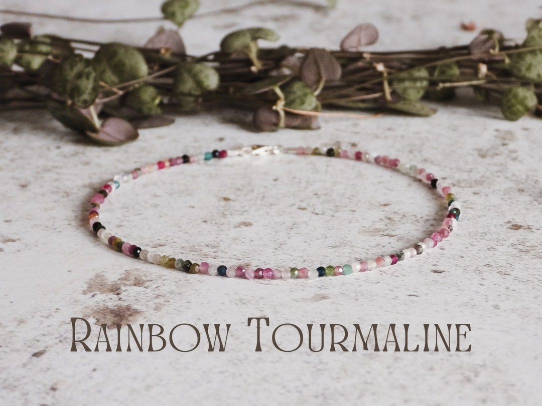 Faceted Tourmaline Gemstone Anklet Sterling Silver 925 Depression IVF ...