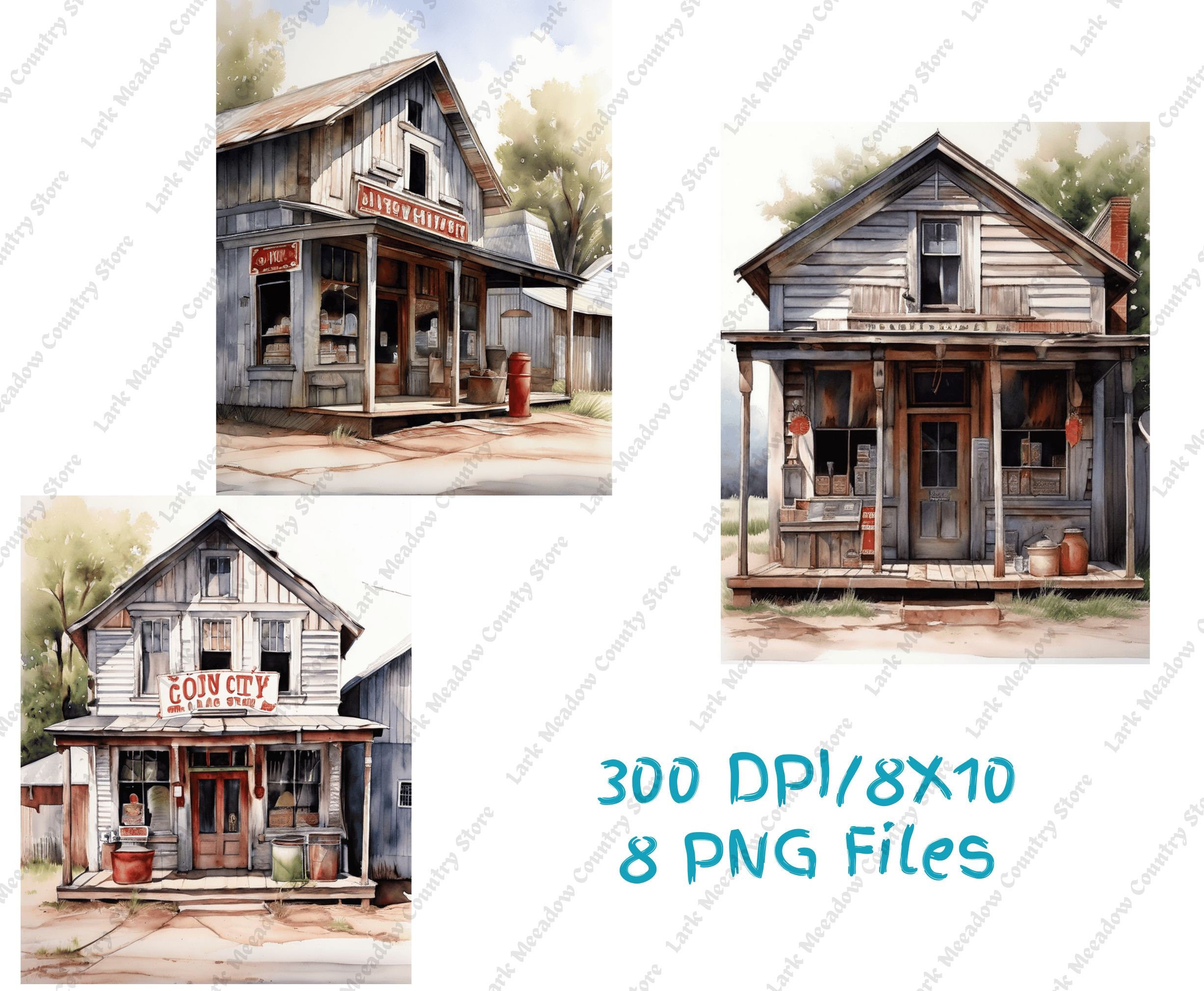 Watercolor Old Country Store, Country Storefront, Storefront, Country ...