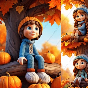 12 Fall Children Clipart, Autumn Children Clipart, PNG Files ...