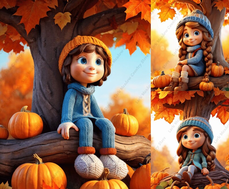 12 Fall Children Clipart, Autumn Children Clipart, PNG Files ...