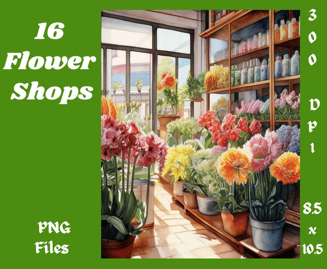 Flower Shop Clipart, Florist Shop Clipart, PNG Files, Commercial Use - Etsy