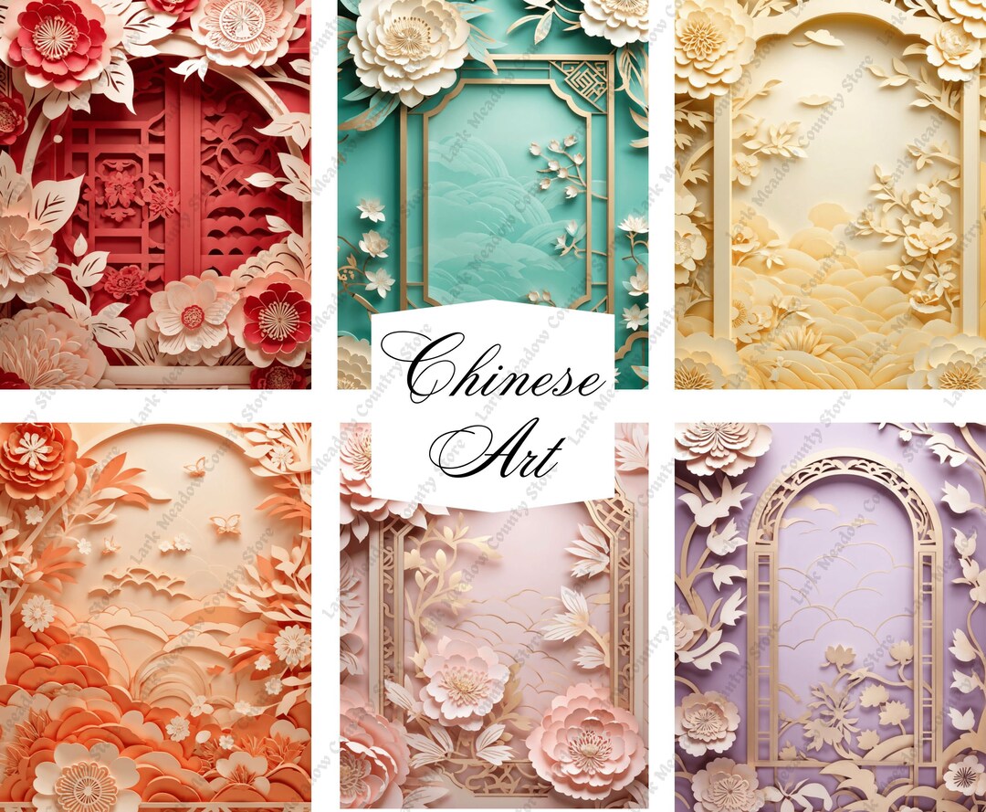 Chinese Window Art, Chinese Art Clipart, Flowers, Butterflies, Birds ...